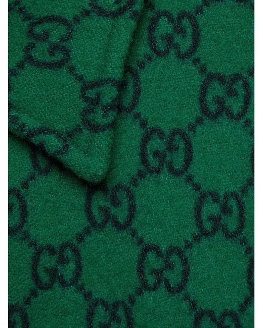Gucci Interlocking G Logo Wool Jacket in Green for Men | Lyst