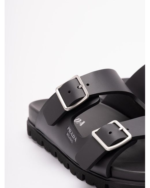 Prada Strap Slides in Black | Lyst UK