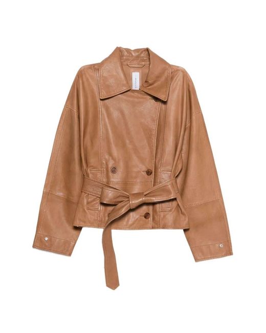 Bully Leather Jacket in Brown | Lyst UK