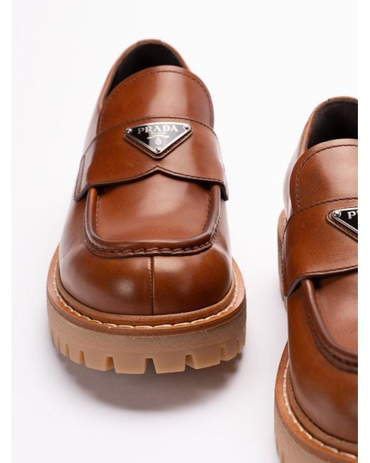 Prada 'St Moritz' Leather Loafers in Brown for Men | Lyst