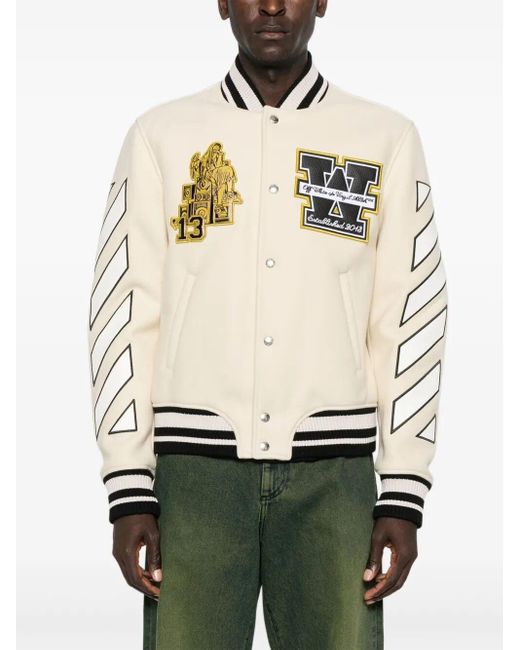 Off-White c/o Virgil Abloh Off 'Lion' Wool 'Reg' Varsity Jacket in ...