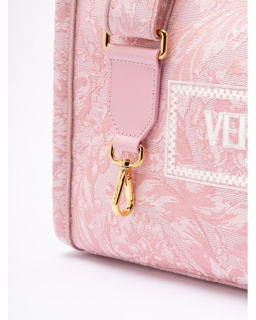 Versace Embroidered Large Tote Bag in Pink | Lyst