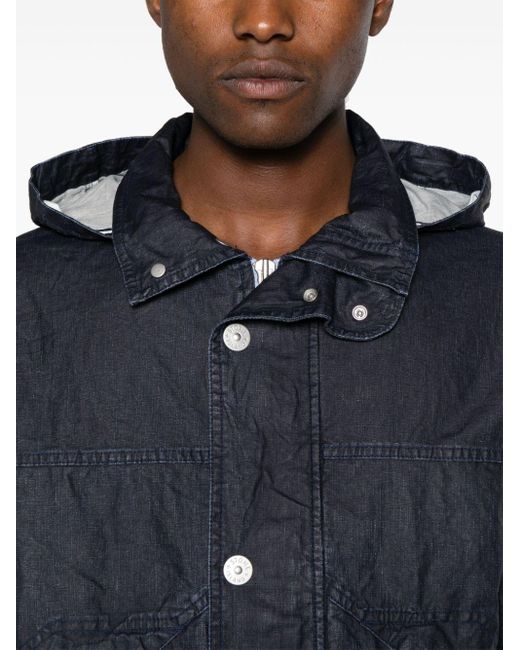 Stone Island Raw Plated Linen Hooded Jacket in Blue for Men | Lyst