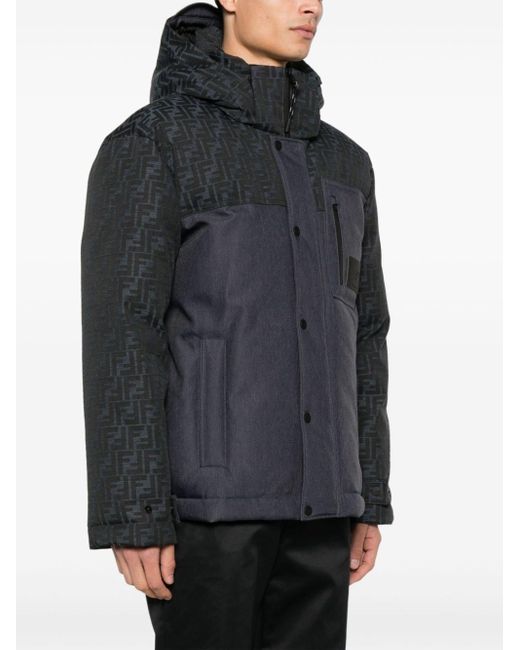 Fendi Ff-jacquard Ski Jacket in Black for Men | Lyst