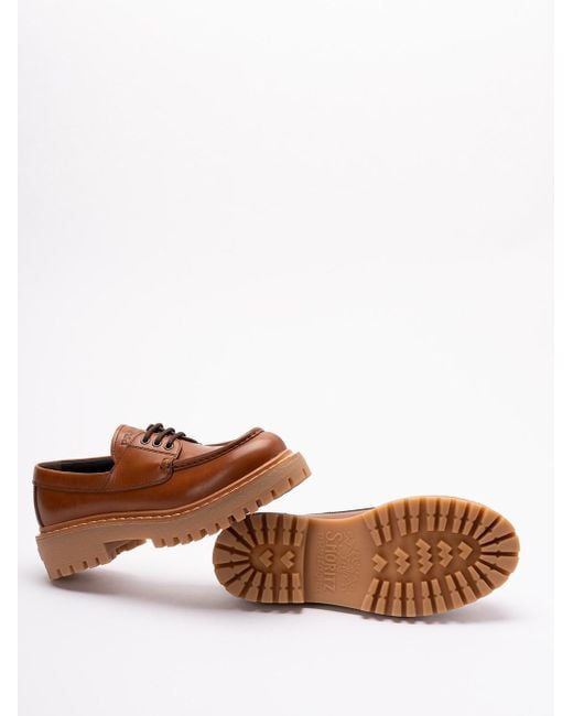 Prada 'St. Moritz' Leather Lace-Up Shoes in Brown | Lyst