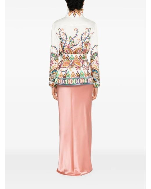 Etro Safari Jacket With Belt in White | Lyst