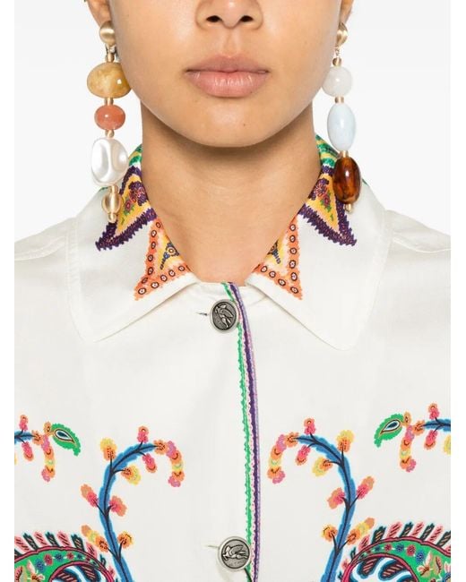 Etro Safari Jacket With Belt in White | Lyst