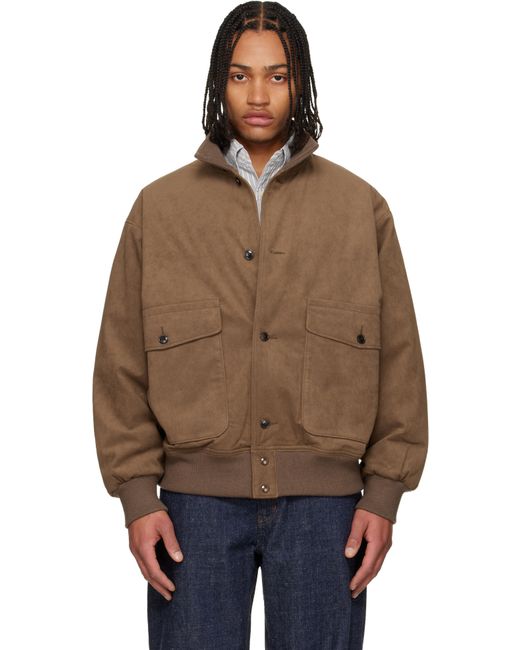 Nanamica Insulation Crew Faux-Suede Jacket in Brown for Men | Lyst UK
