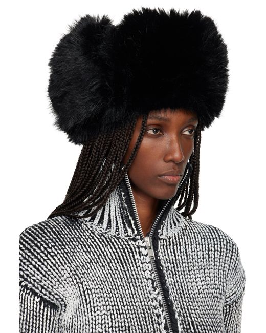 VAQUERA Leather & Faux-Fur Trapper Hat in Black | Lyst UK