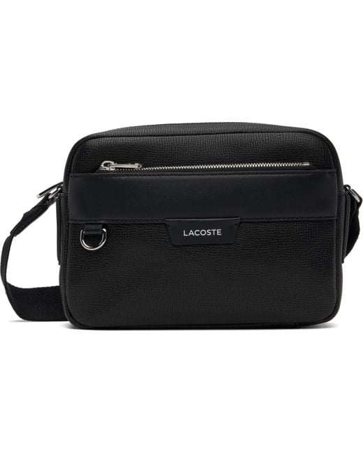 Lacoste Ossian Leather Reporter Bag in Black for Men | Lyst UK