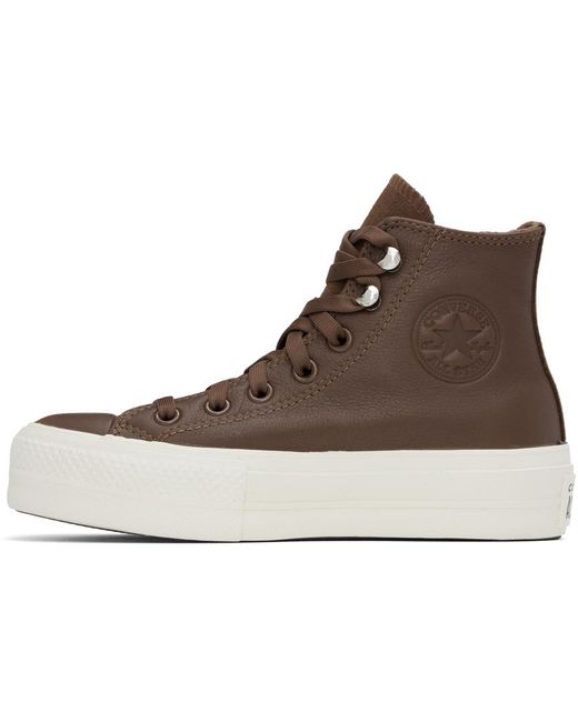 Converse Water-Repellent High-Top Leather Platform Sneakers in Brown | Lyst