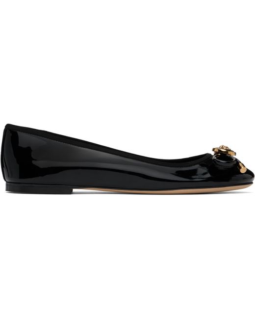 Versace Opera Bow Patent Ballerina Flats in Black | Lyst