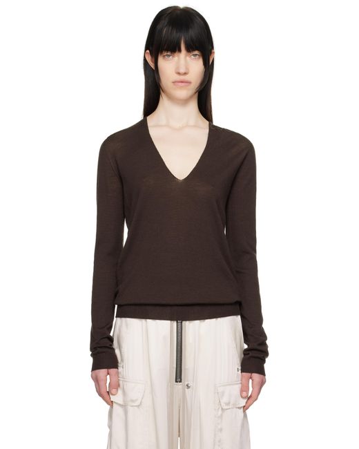Rick Owens Hollywood V Neck Pull Sweater in Black | Lyst