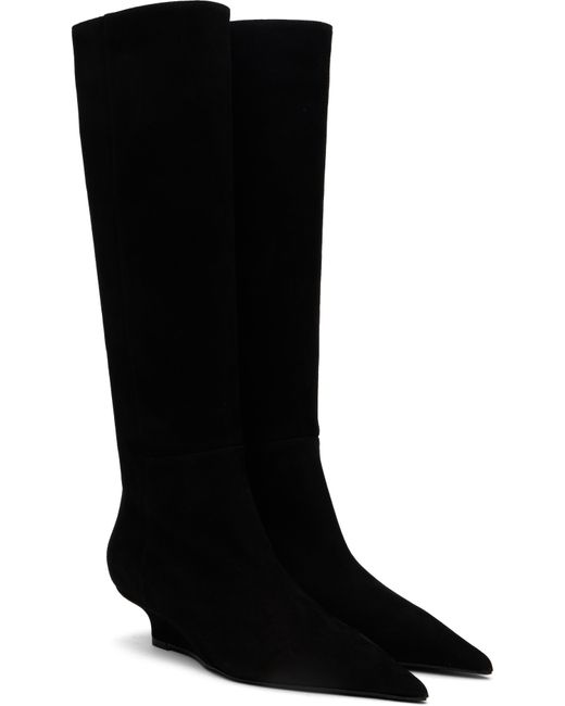 TOTEME Sharp Suede Knee-High Boots in Black | Lyst