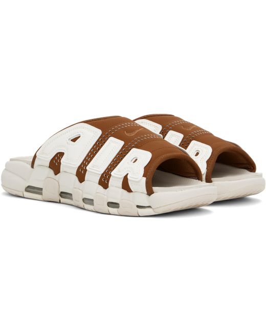 Nike Tan & Off- Air More Uptempo Pool Slides in Black for Men | Lyst