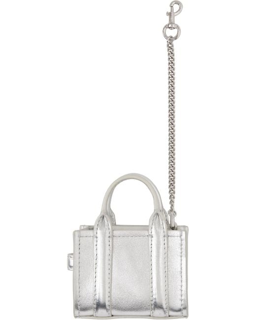 Marc Jacobs 'The Metallic Leather Nano Tote Charm' Keychain in Black | Lyst