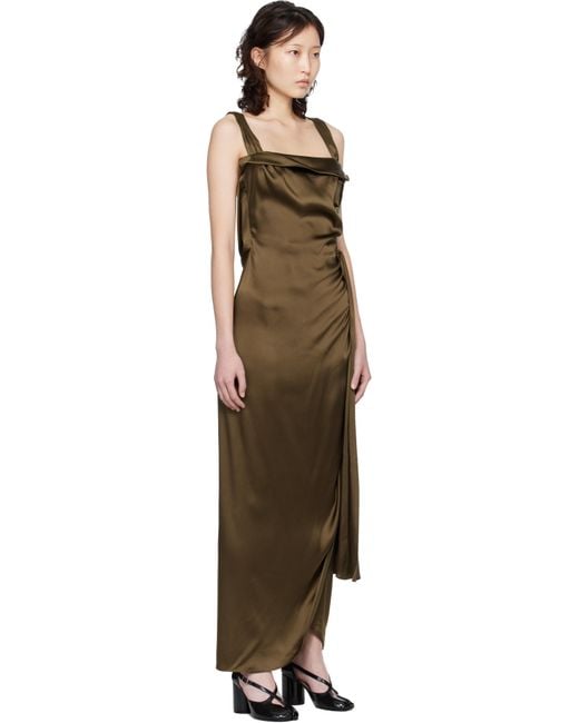 Maison Margiela Silk Satin Maxi Dress in Black | Lyst UK