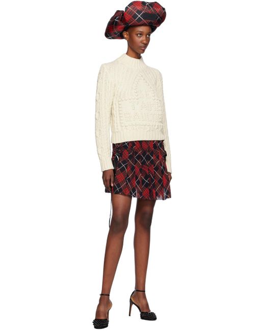Jean Paul Gaultier Cable Knit Virgin Wool Aran Sweater in Red | Lyst