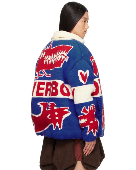 Charles Jeffrey Knitted Puffer Jacket in Red | Lyst