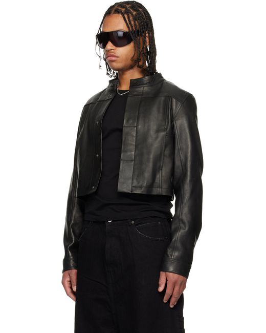 Det Blev Sent Hooded Leather Jacket in Black for Men | Lyst UK