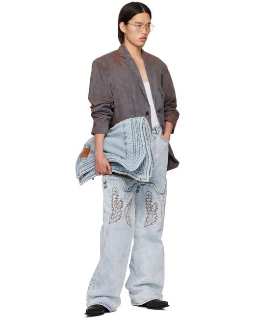 Y. Project Ssense Exclusive Maxi Cowboy Cuff Jeans in Blue for Men | Lyst