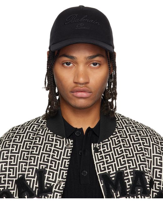 Balmain Signature' Cotton Cap in Black for Men | Lyst UK