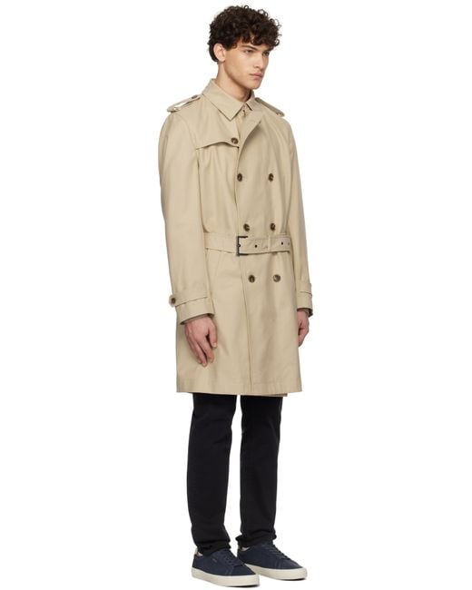 BOSS Double-Breasted Trench Coat in Black for Men | Lyst