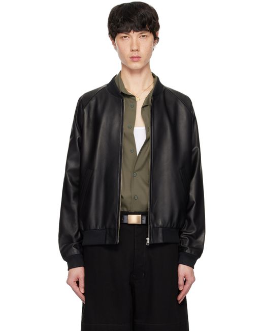 International Gallery BEAMS Track Leather Jacket in Black for Men | Lyst