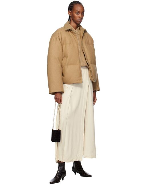 Totême Toteme Beige Funnel Neck Down Jacket in Natural | Lyst