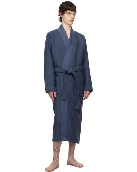 BOSS Waffle-Structure Dressing Robe in Black for Men | Lyst