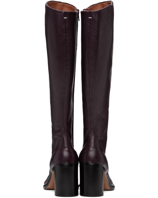 Maison Margiela Burgundy Tabi Knee-high Tall Boots in Black | Lyst