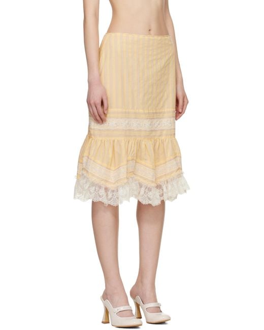 Anna Sui Ruffle Lace Midi Skirt in Natural | Lyst UK