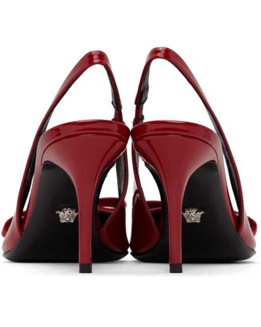 Versace Gianni Ribbon Slingback 85Mm Heels in Red | Lyst