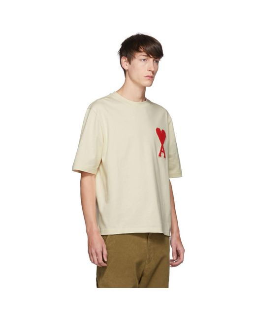 メンズ Ami Paris オフホワイト オーバーサイズ Ami De Coeur T メンズ Ami Paris オフホワイト オーバーサイズ Ami De Coeur T