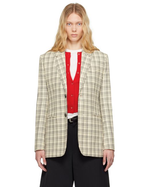 Ami Paris Checked Wool Semi-Lined Blazer in Black | Lyst
