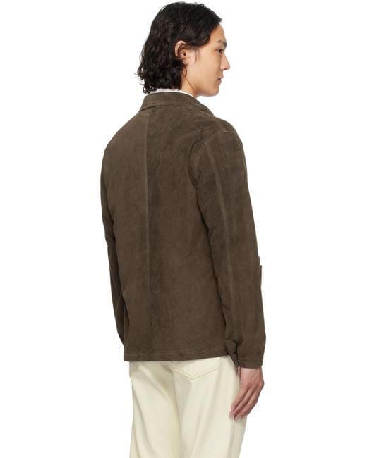 Drake's Heavyweight Five-Pocket Suede Chore Jacket in Black for Men | Lyst