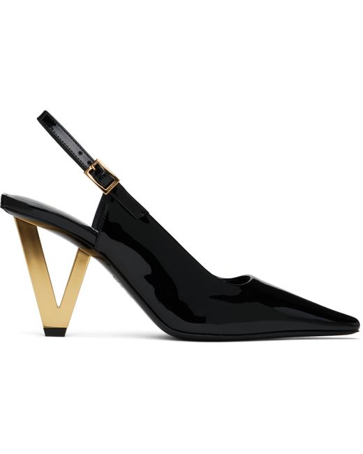 Versace V2025 Patent Slingback 85 Mm Heels in Black | Lyst UK