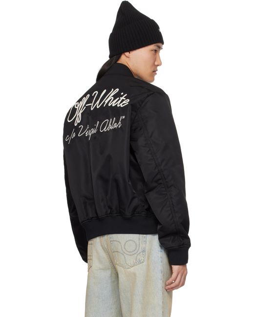 Off-White c/o Virgil Abloh Off- Script Varsity Bomber Jacket in Black ...