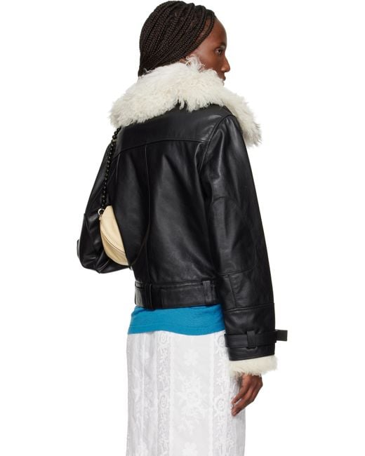 Wales Bonner 'The Bridge' Leather Jacket in Black | Lyst UK