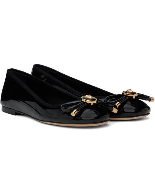 Versace Opera Bow Patent Ballerina Flats in Black | Lyst