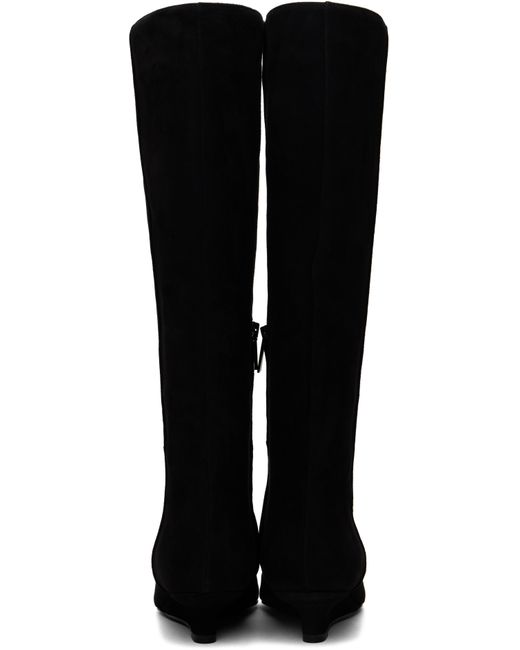 TOTEME Sharp Suede Knee-High Boots in Black | Lyst