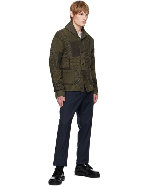 RRL Khaki Patchwork Wool-Blend Shawl Cardigan in Black for Men | Lyst