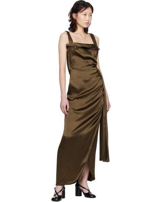 Maison Margiela Silk Satin Maxi Dress in Black | Lyst UK