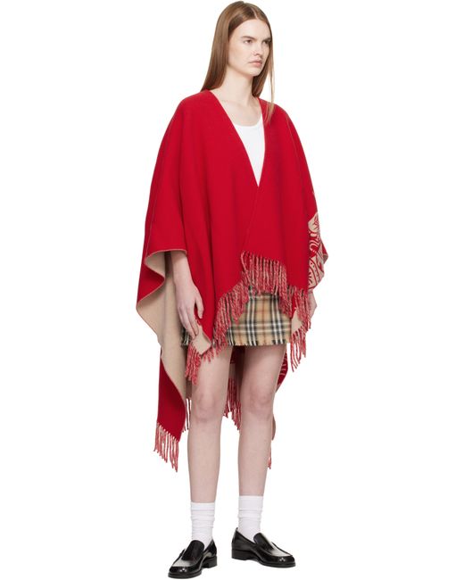 Burberry Ekd Wool Cashmere Cape in Red | Lyst UK