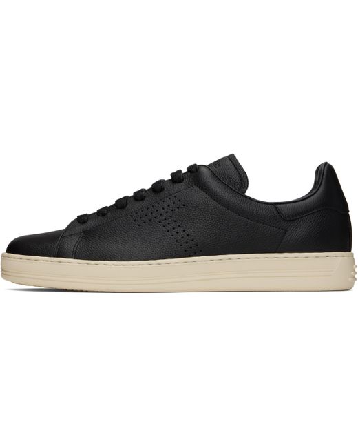 Tom Ford Grain Leather Warwick Sneakers in Black for Men | Lyst