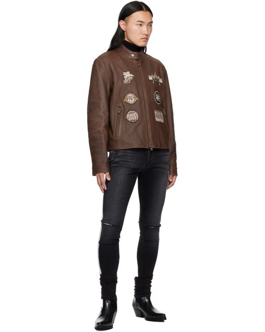 Amiri Patch Racer Leather Jacket in Black for Men | Lyst