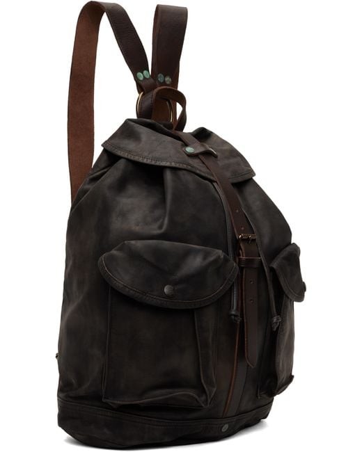 RRL Leather Backpack in Black for Men | Lyst