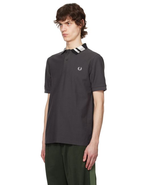 Fred Perry Chequerboard Collar Polo in Black for Men | Lyst