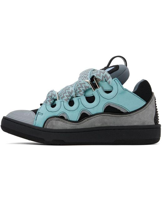 Lanvin Blue & Gray Leather Curb Sneakers in Black for Men | Lyst