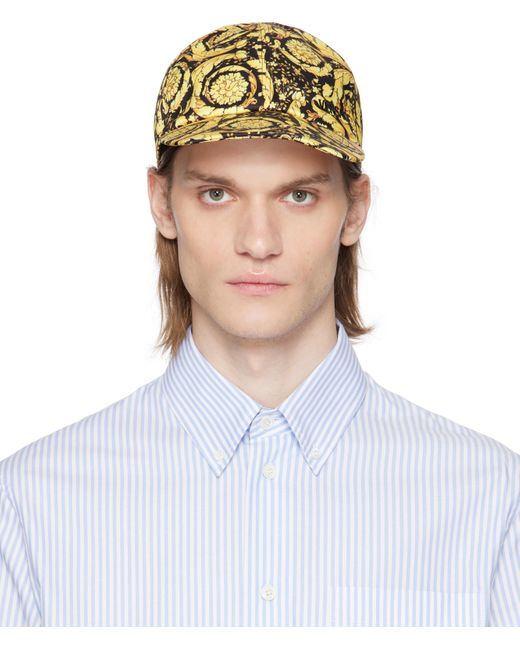 Versace Twill Barocco Baseball Cap in White for Men | Lyst